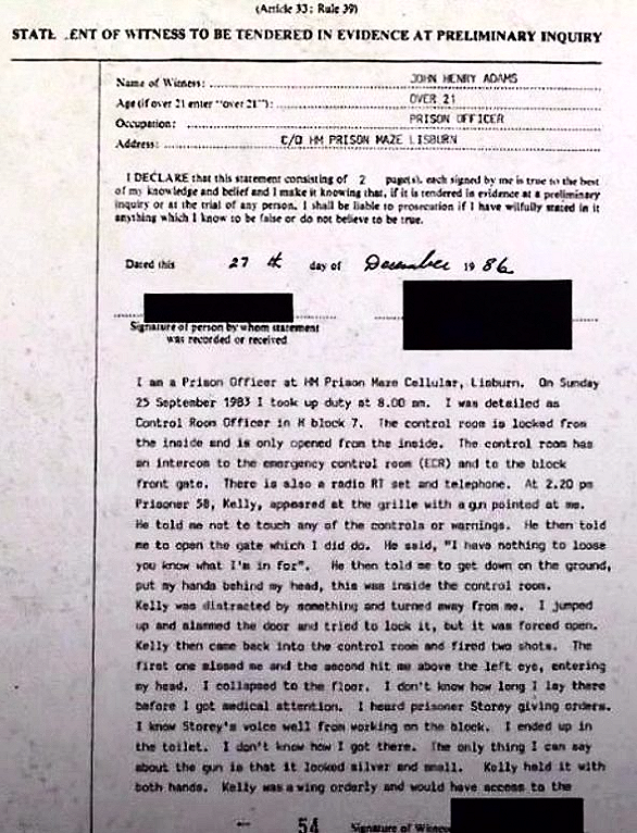 When Gerry Kelly shot Prison Officer John Adams Through the Head – The ...