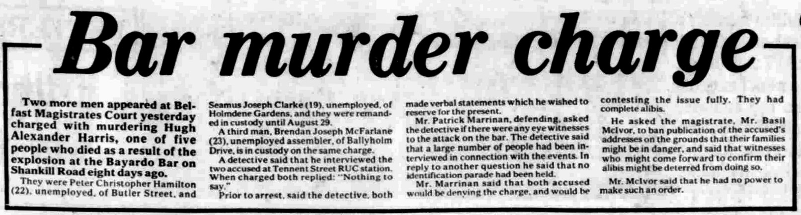 IRA Sectarian Murder Gang Member Brendan ‘Bik’ McFarlane’s Bayardo Bar ...